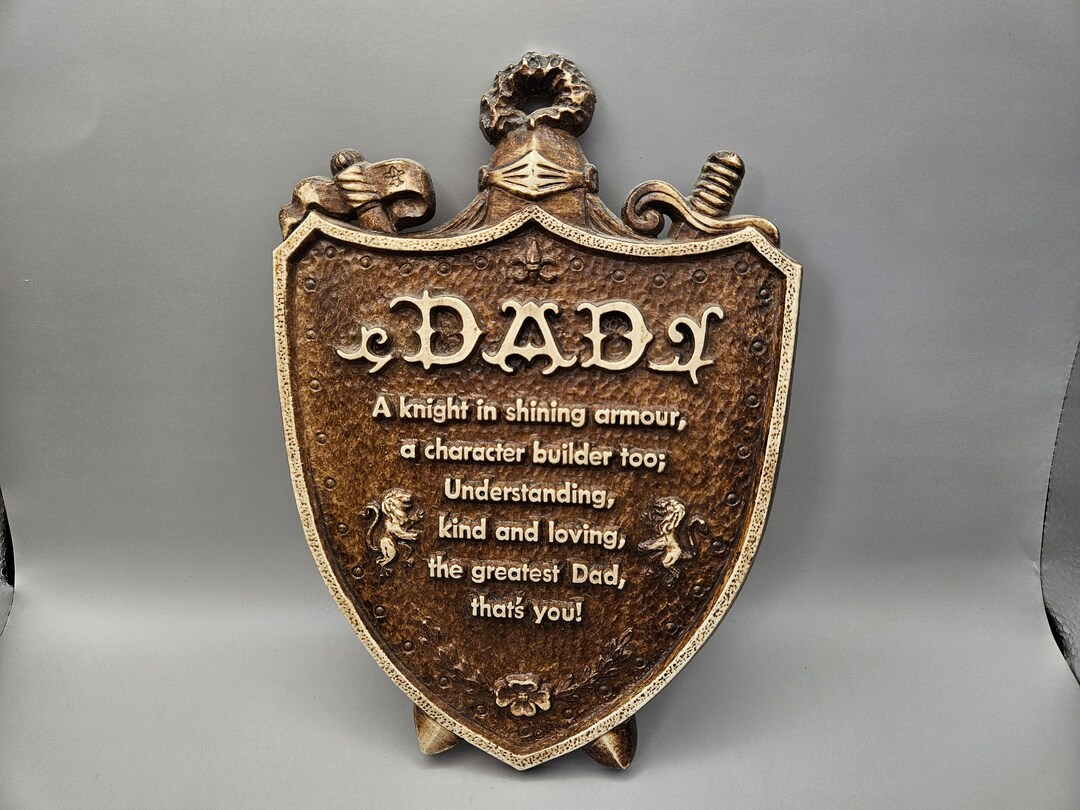 Vintage Faux Wood Dad Poem Wall Plaque Medieval Knight's Shield - Etsy