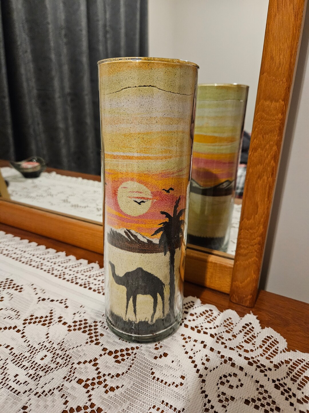 Vintage Sand Art in Glass Vase Large Desert Sunset Scene - Etsy