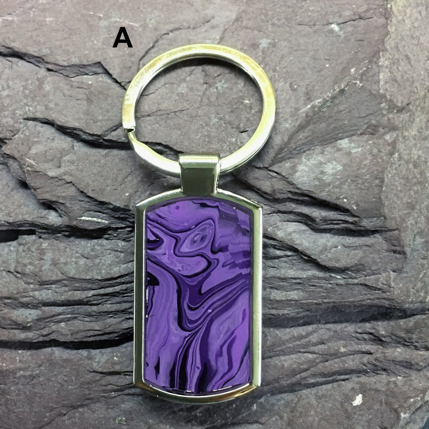 Purple Keyring, Keychain, in Chrome, Unique, Original, Artwork by ...