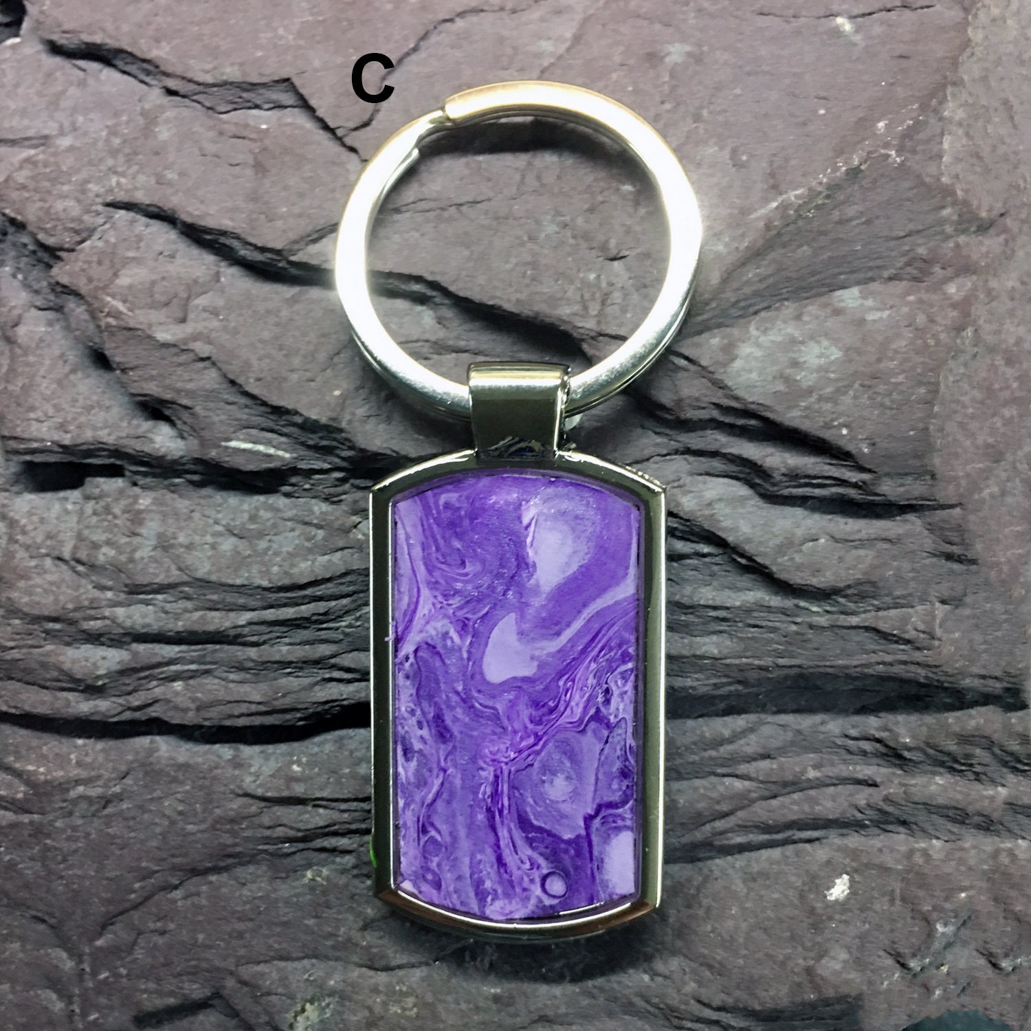 Purple Keyring, Keychain, in Chrome, Unique, Original, Artwork by ...