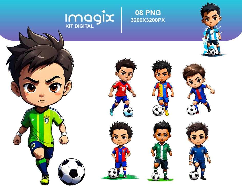Football Soccer Chibi Digital Clipart - Etsy