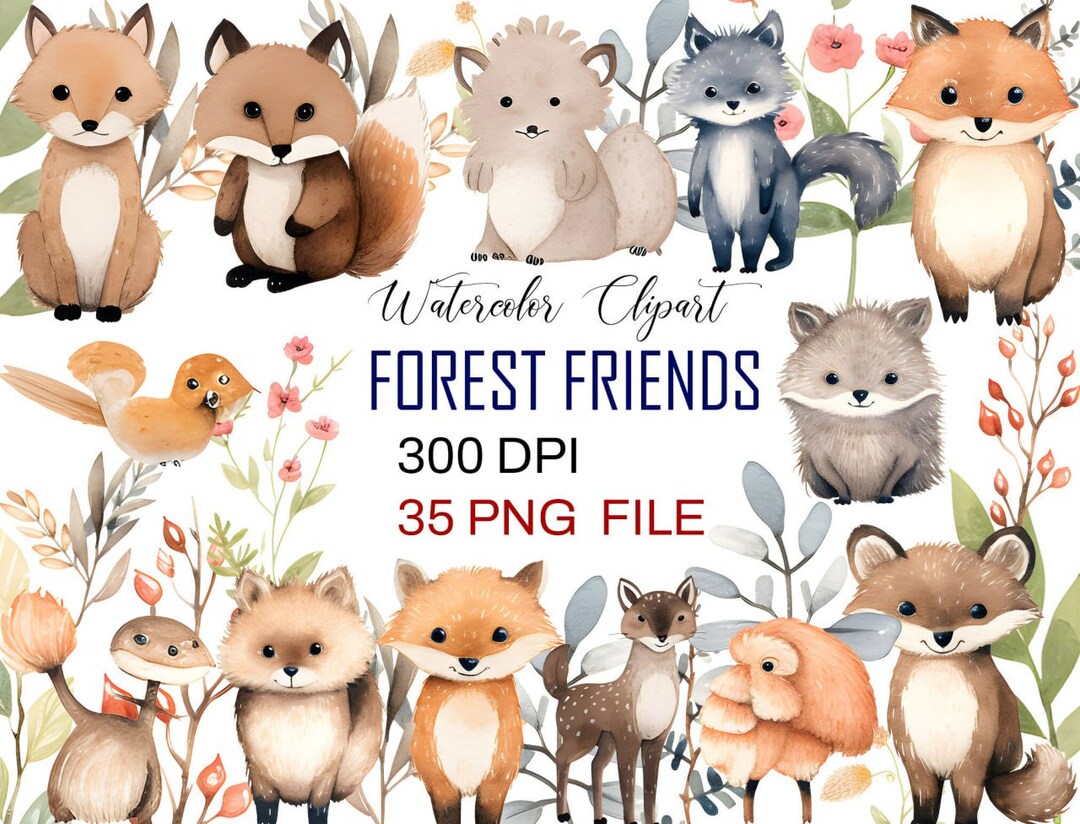 Forest Friends Digital Clip Art - Etsy