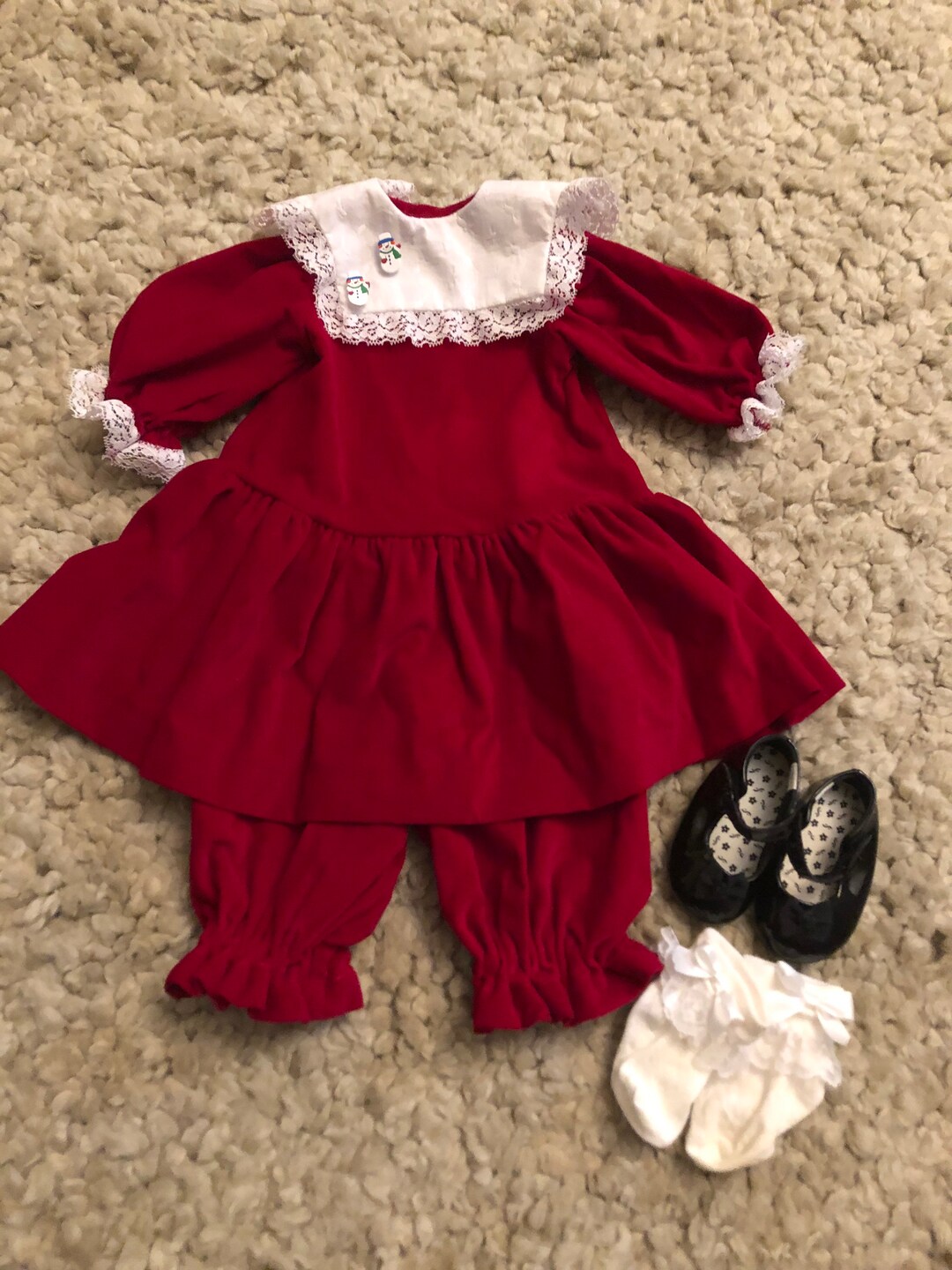 Vintage Red Velvet Baby Girls Dress and Pants Formal Clothing Set ...
