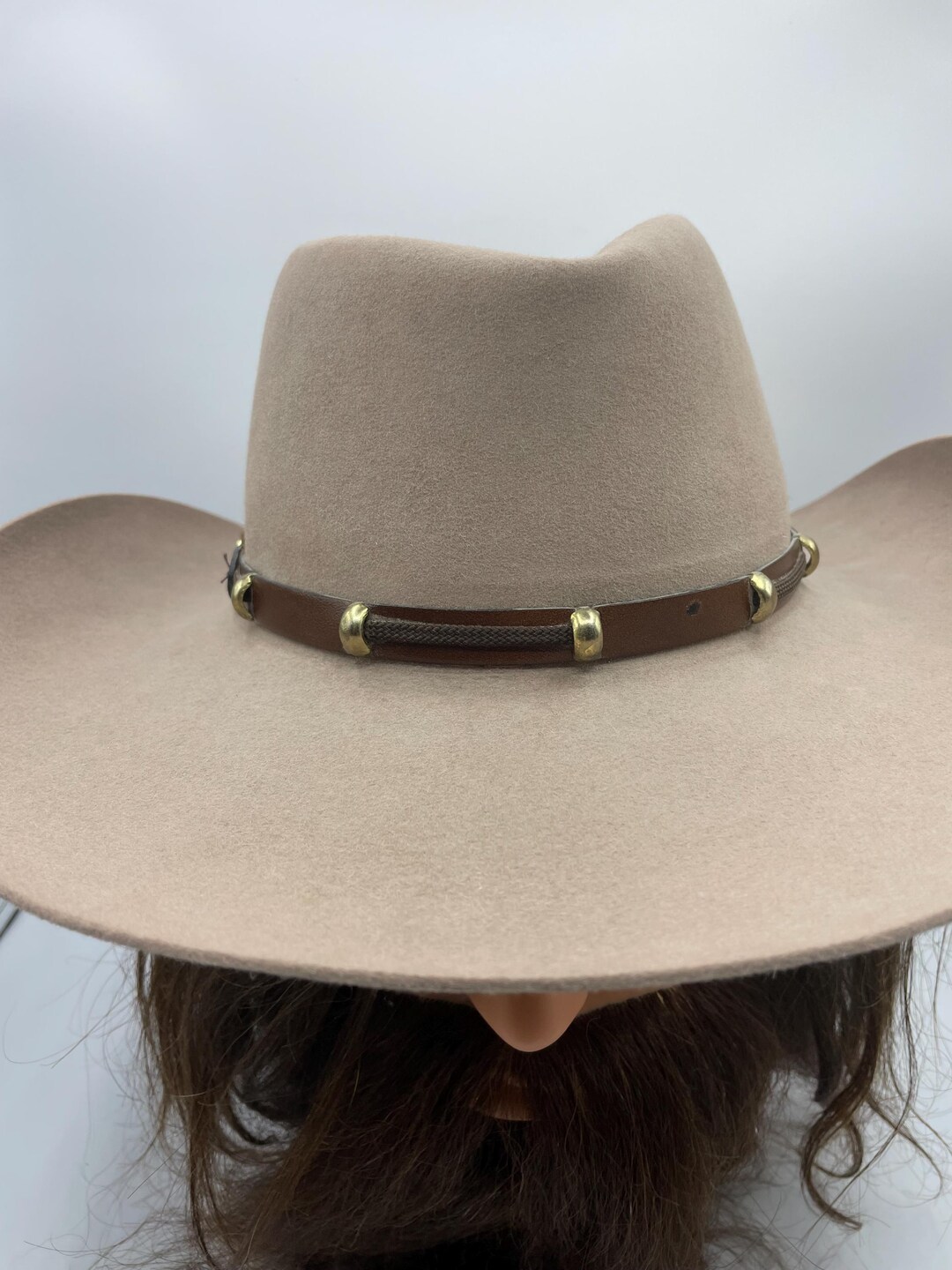 Australian Brown Leather Hat Outback Western Rocker Cowboy Gambler ...