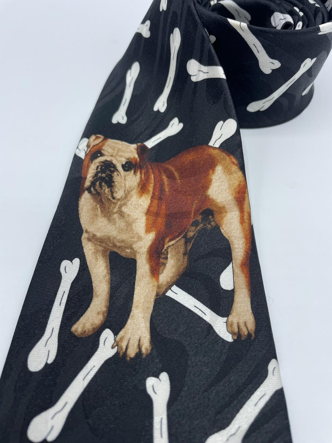 Boxer Dog Bone Tie Funny Dogs Black Tie White Bones Dog Bone Necktie ...
