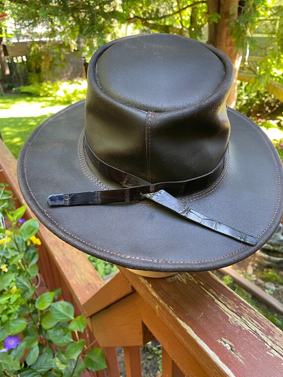 Aussie Bush Hat Brown Leather Made In Australia Origi… - Gem Aussie Bush Hat Brown Leather Made In Australia Origi… - Gem