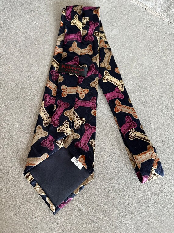 Roberto Cellini Dog Bone Tie Funny Dogs Beige and Pur… - Gem