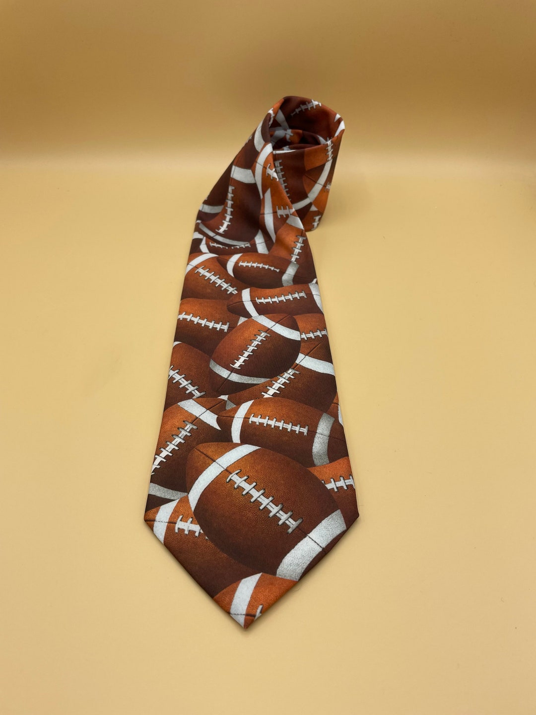 Football Tie NFL Sports Vintage Neck Tie Footballs Necktie Football ...
