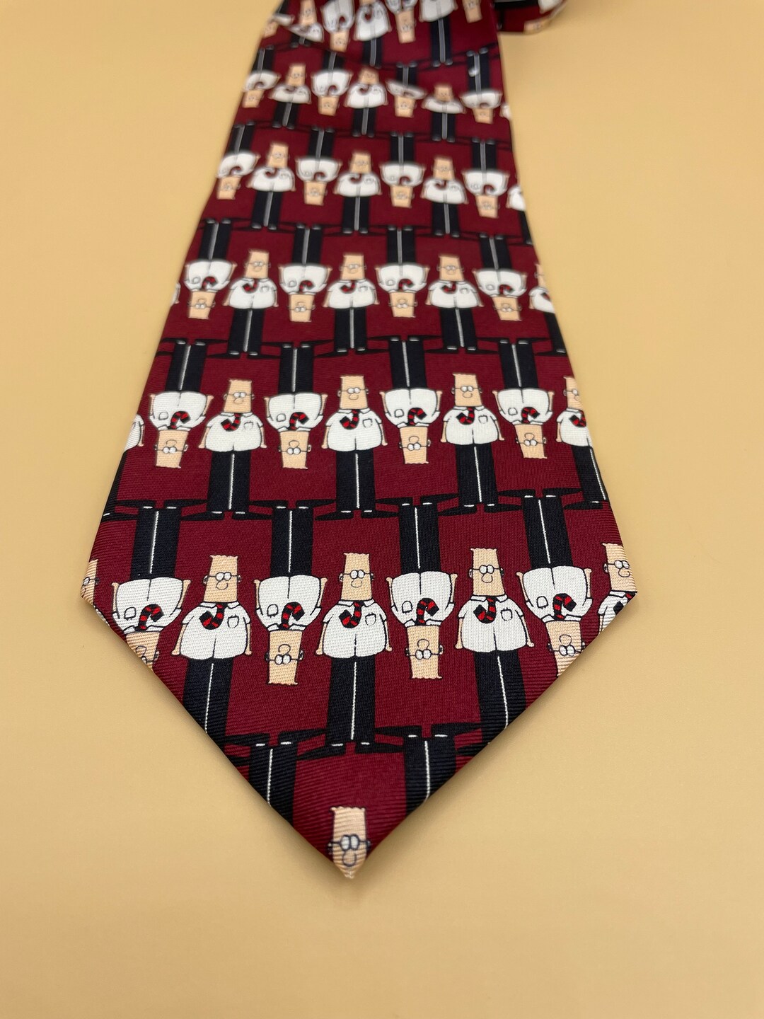 Dilbert Tie Comic Strip Vintage Tie Red Mens Necktie Made in USA Silk ...