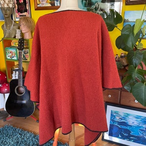 Large 100% Iceland Pure Wool Poncho Cape Vintage Rust Red - Etsy