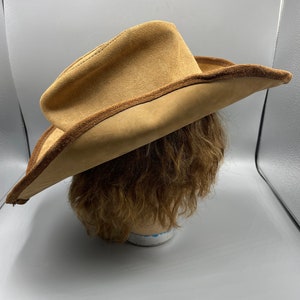 Vintage Leather Cowboy Hat Savoy Hats Brown Suede Posable Adjustable ...