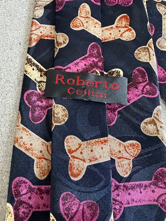 Roberto Cellini Dog Bone Tie Funny Dogs Beige and Pur… - Gem