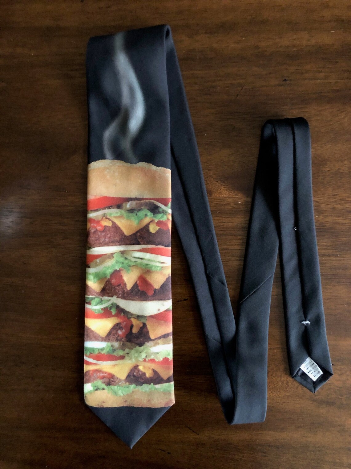 Burger Necktie Vintage Cheeseburger Novelty Tie Black Neck Tie | Etsy