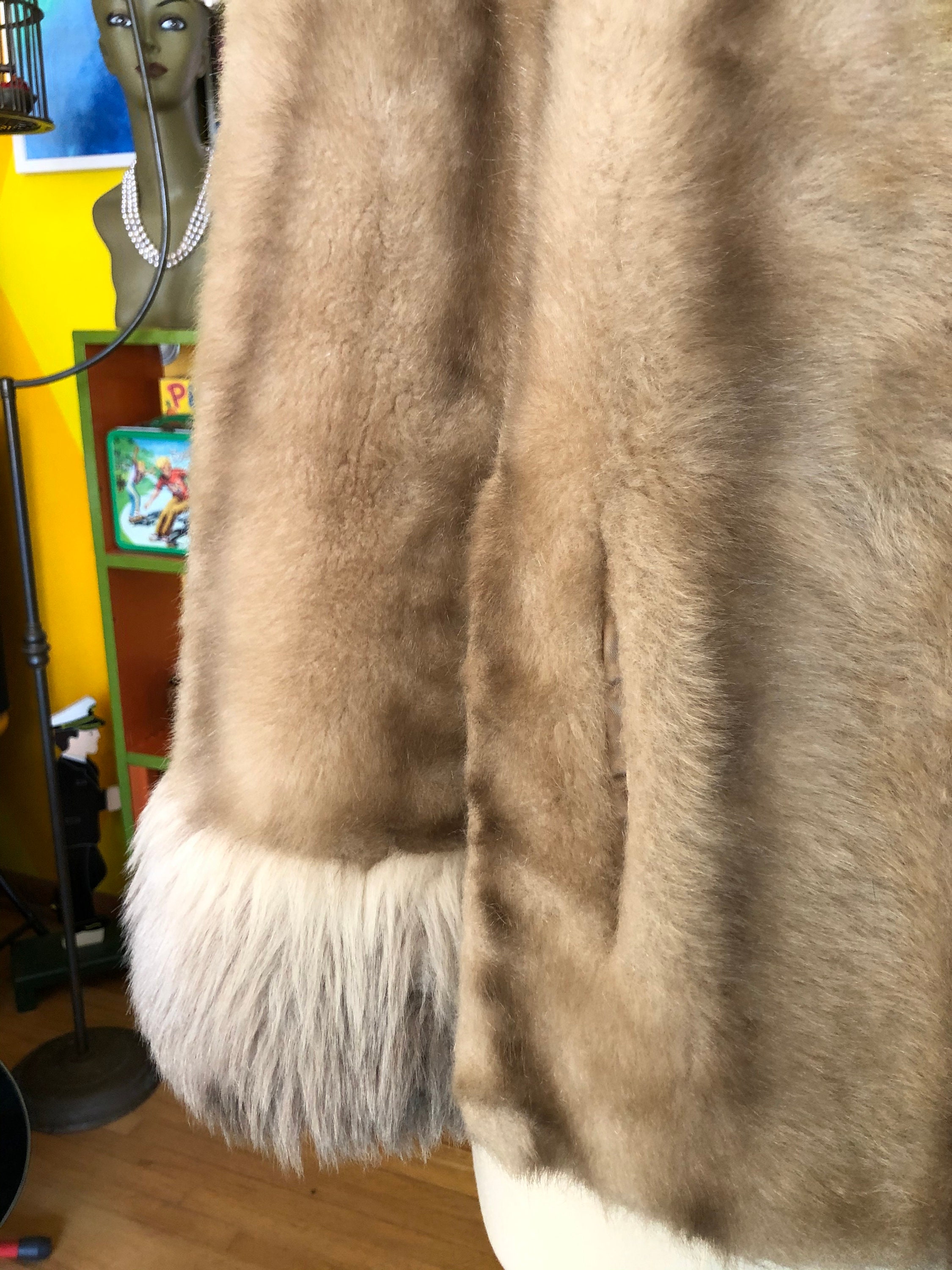 Stylish Faux Fur Cape Vintage Beige White Fake Fur Capelet - Etsy