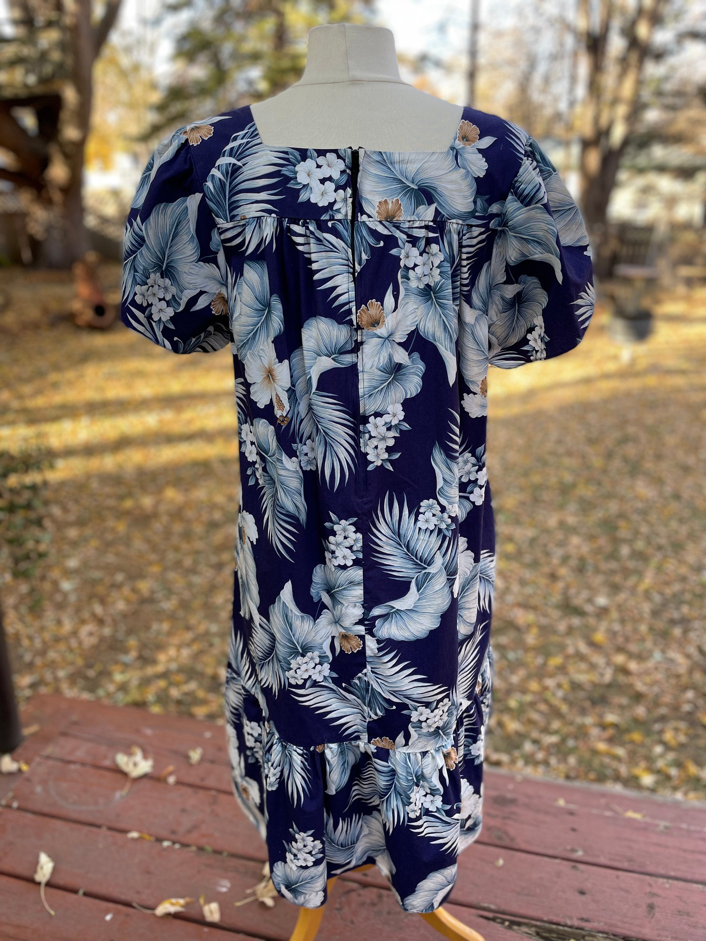 Vintage Royal Hawaiian Muu Muu Dress Blue Floral Polynesian - Etsy