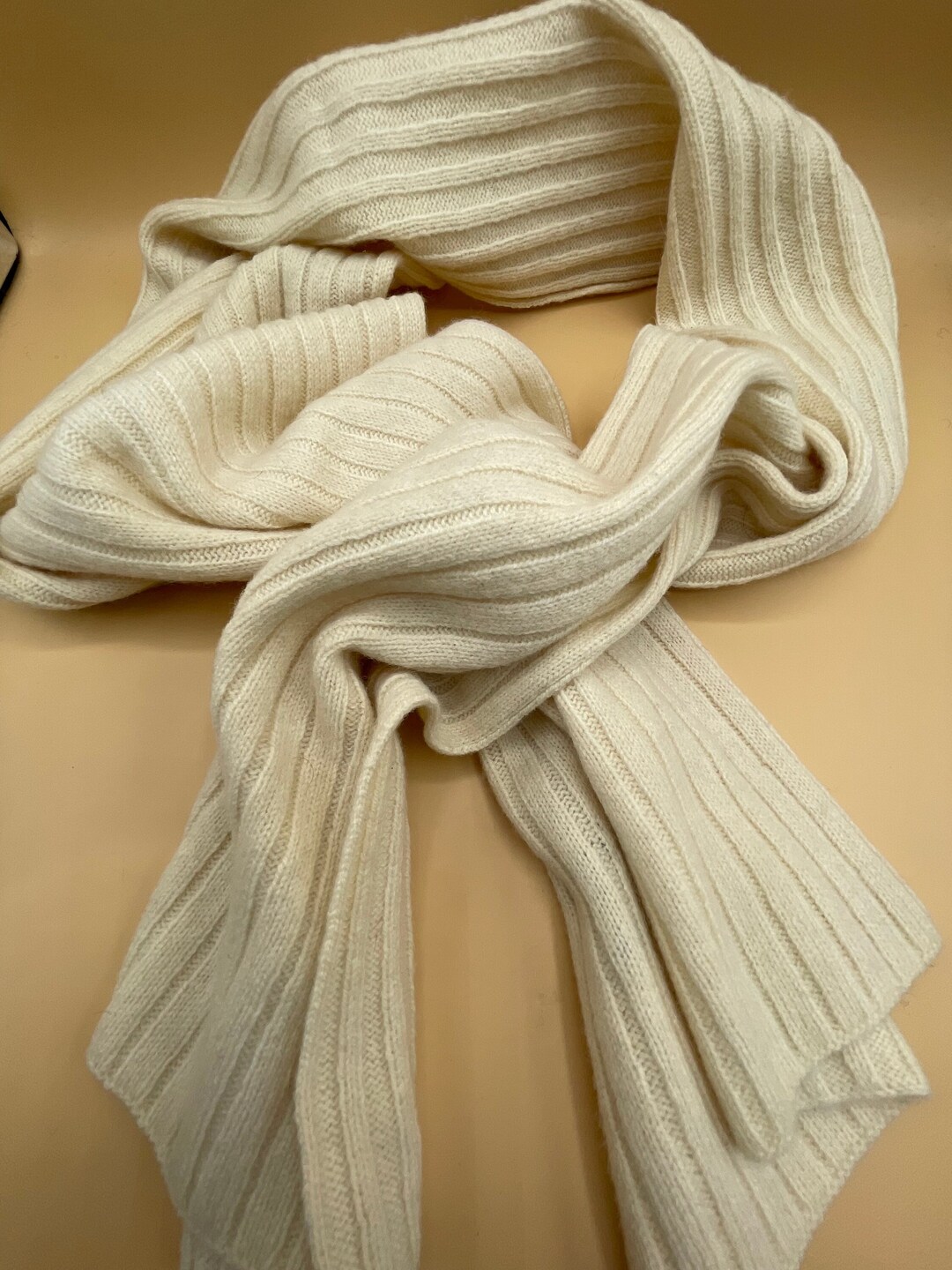 100% Lambs Wool Scarf Cream White Soft Warm Wool Winter Scarves Natural ...