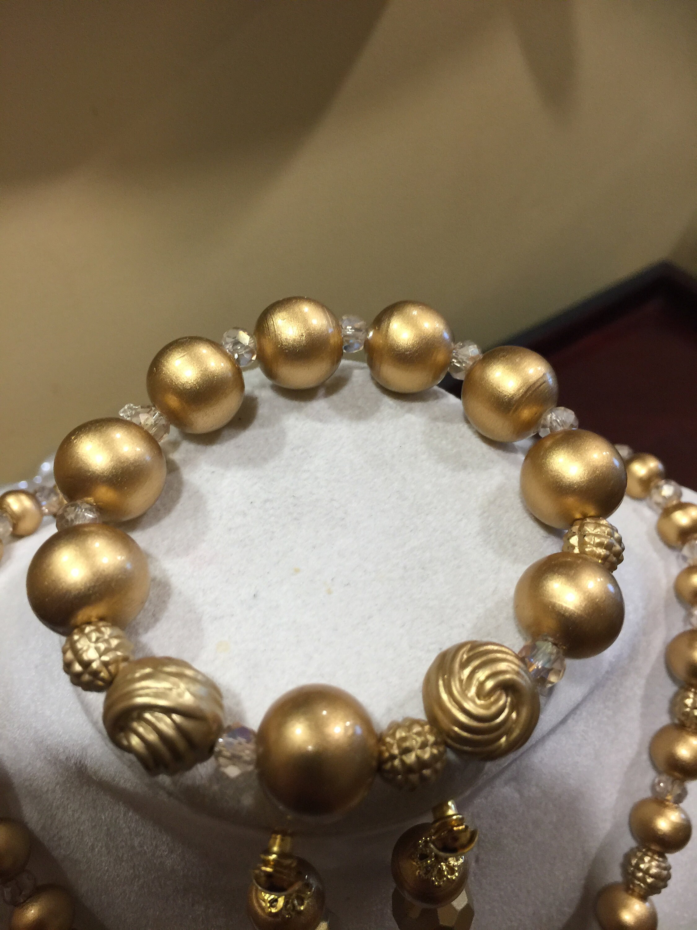 Acrylic & Christal Gold Set, Gift for Her, Birthday Gift Necklace ...
