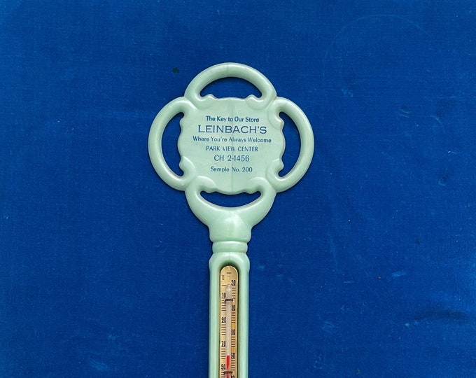 Vintage LEINBACH'S Green Plastic Key Shaped Wall Thermometer - Etsy
