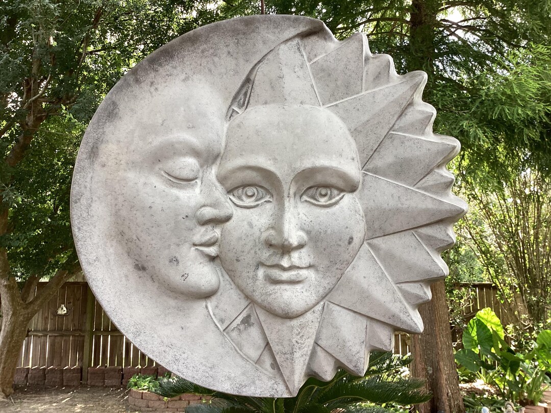 Natural Unpainted Sun Moon Concrete Wall Plaque - Etsy