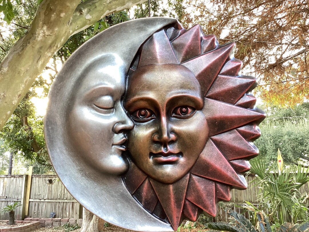 Golden Red Sun Silvery Gray Moon Concrete Wall Plaque - Etsy