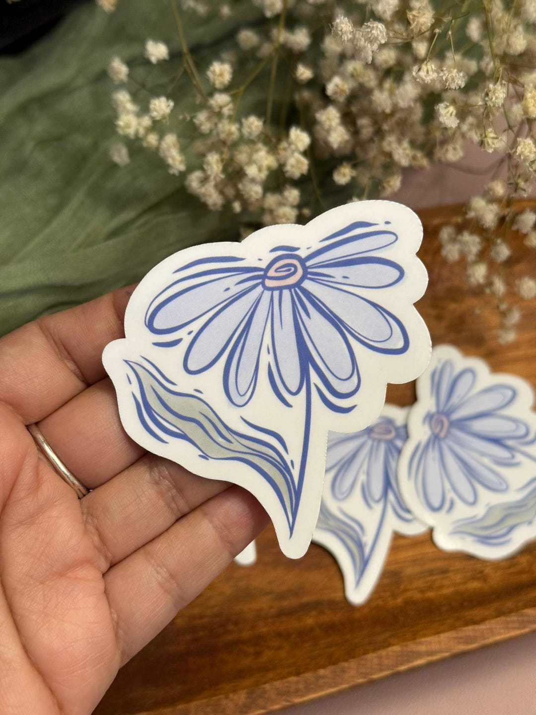 Blue Daisy Sticker| Floral Sticker| Journaling Sticker| Water Resistant ...