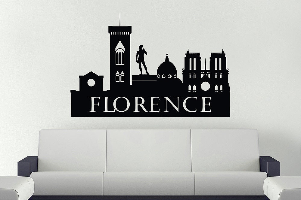 Florence Wall Decal, Florence Italy City Skyline Wall Decal Urban Wall ...