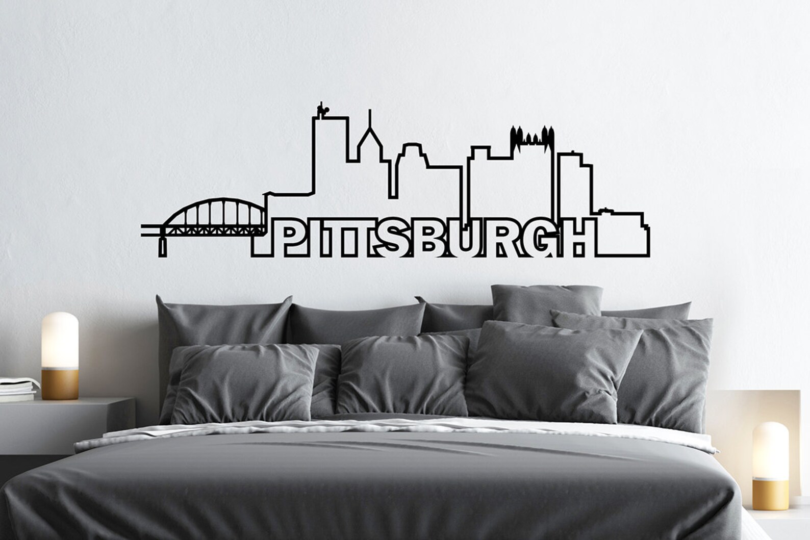 Pittsburgh Wall Decal, Skyline Vinyl Wall Decal, Pennsylvania City ...