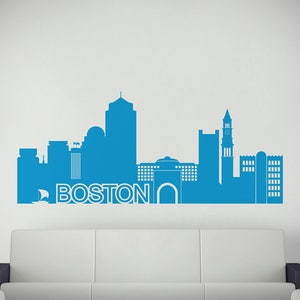 Boston City Skyline Vinyl Wall Decal. Office Wall Decal, Sticker Vinyl ...