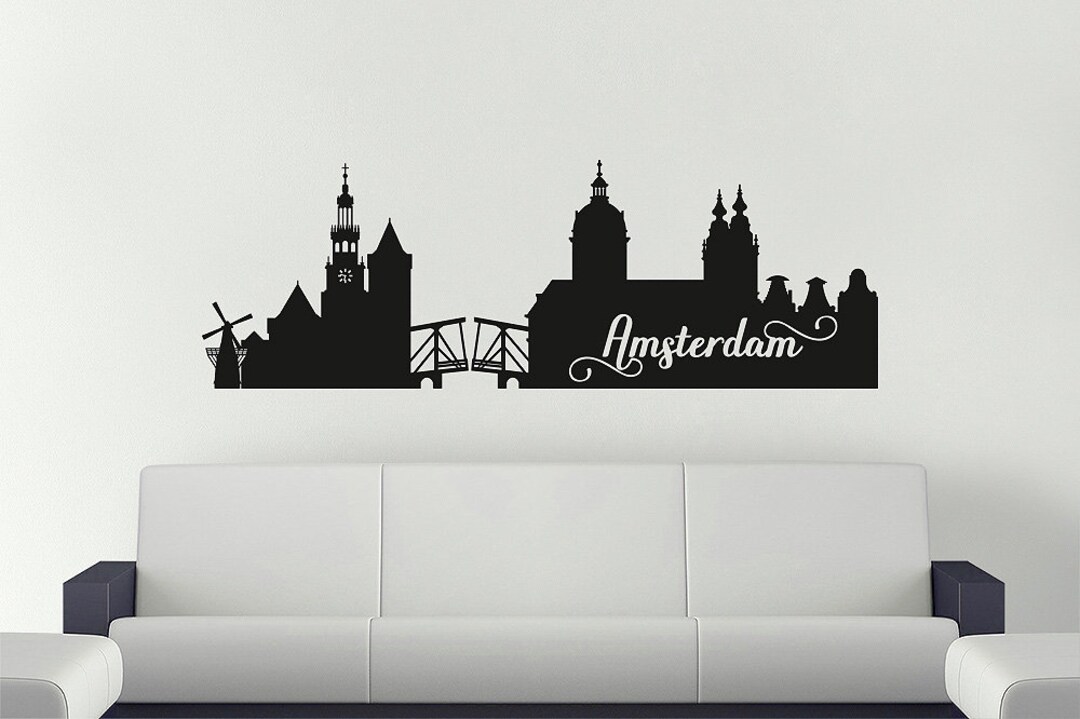 Amsterdam Wall Decal, Skyline Vinyl Wall Decal. Amsterdam Home Decor ...