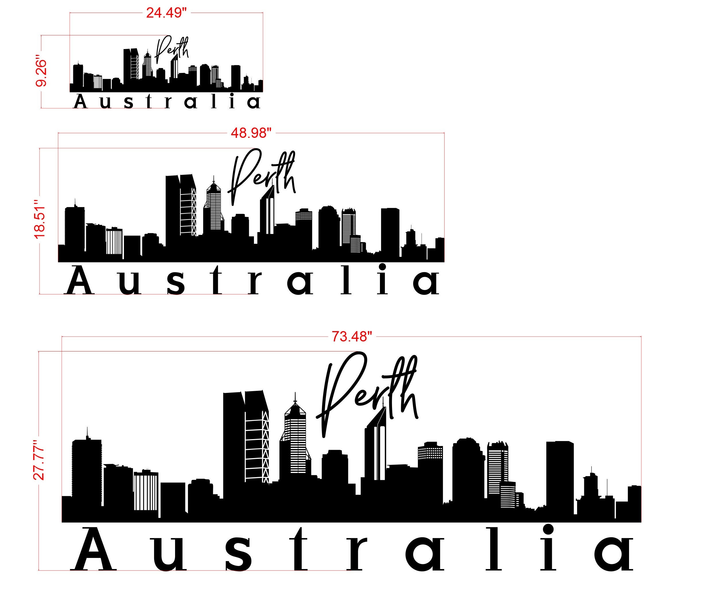 Perth Wall Decal, Skyline Vinyl Wall Decal. Australia City, City of ...