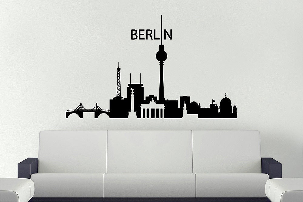 Berlin Wall Decal, Berlin City Skyline Vinyl Wall Decal, Germany ...
