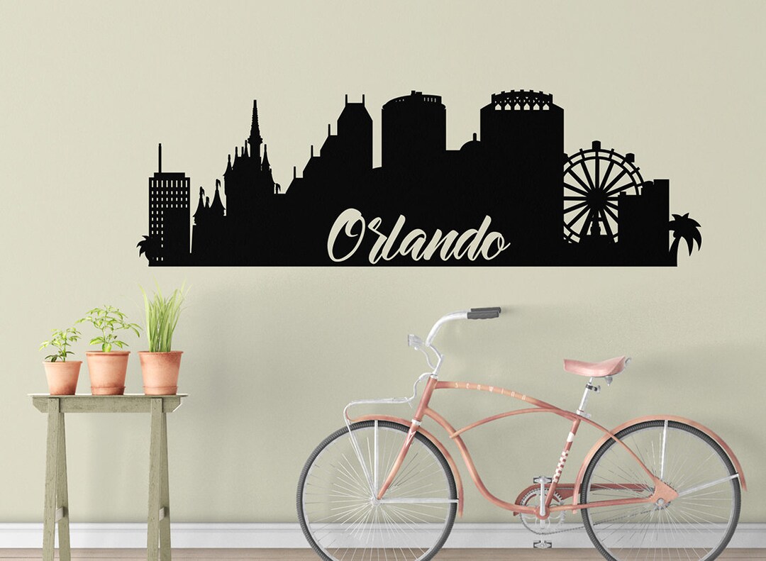 Orlando Skyline Wall Decal, Vinyl Sticker, Florida City Silhouette ...
