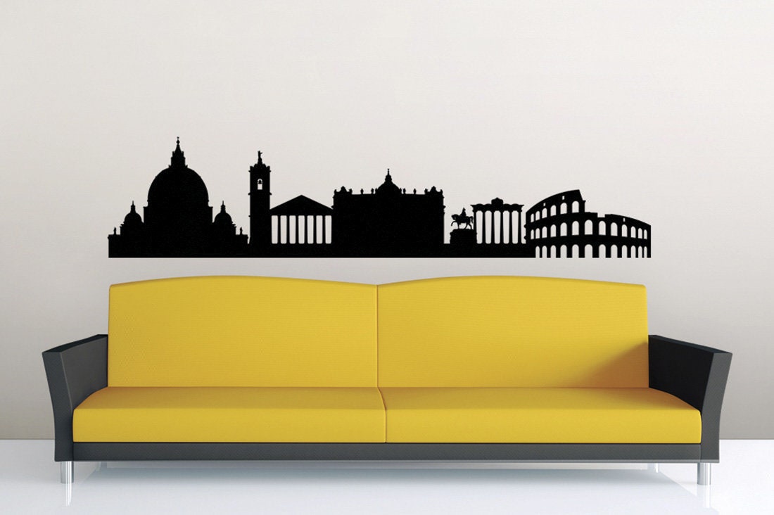 Rome Vinyl Skyline, City Wall Decal, Sticker of Rome City Silhouette ...