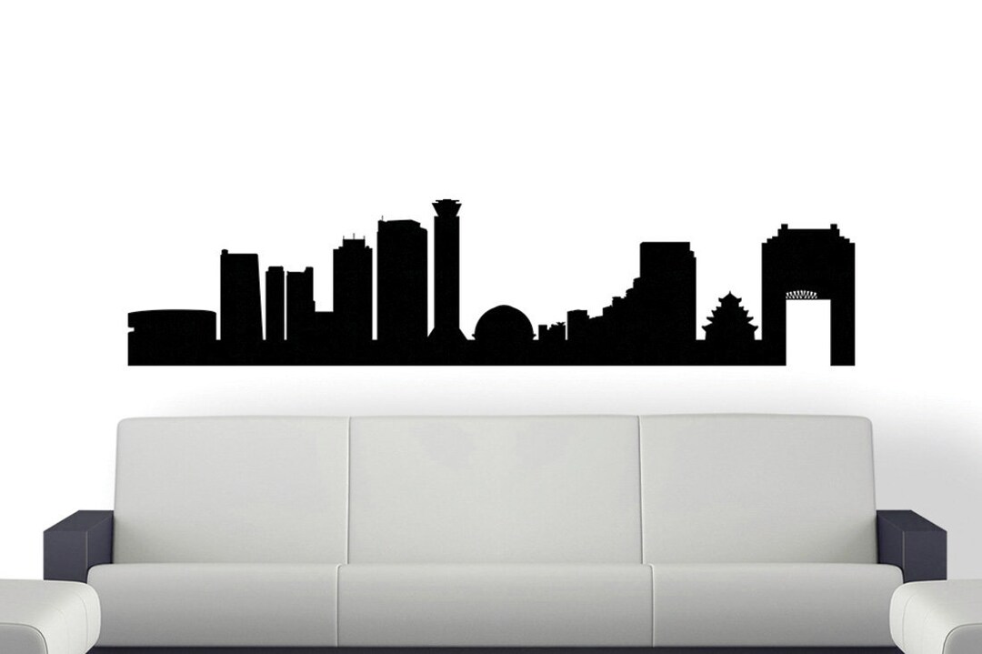 Osaka Skyline Wall Decal Vinyl Sticker Japan City Silhouette Mural ...