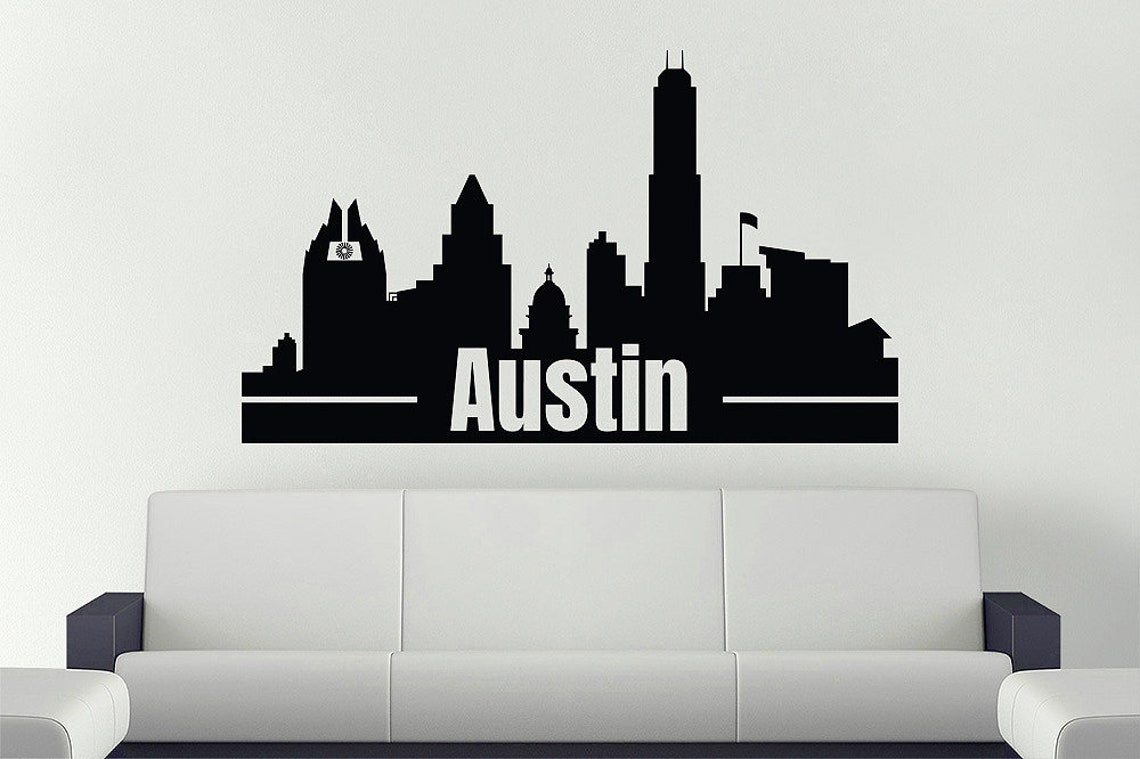 Austin Wall Decal, Skyline Vinyl Wall Decal, Austin Texas Home Decor ...