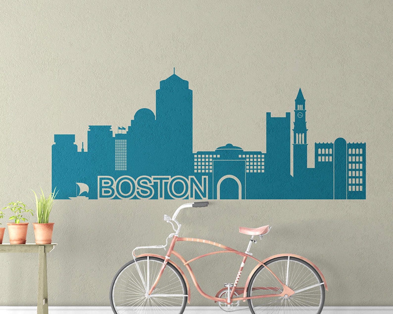 Boston City Skyline Vinyl Wall Decal. Office Wall Decal, Sticker Vinyl ...