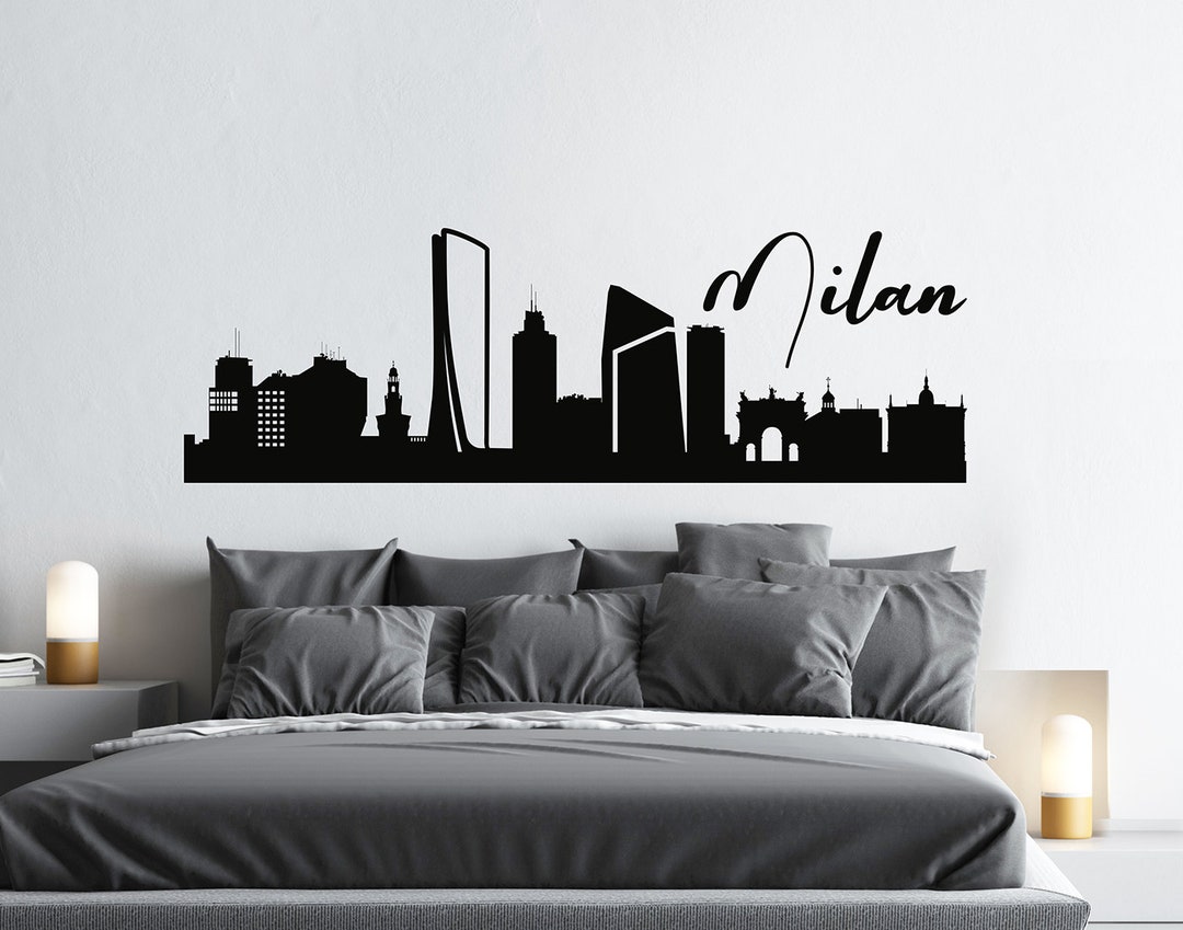 Milan Wall Decal, Milano City Skyline Vinyl Wall Decal, Italy City Home ...