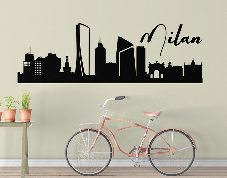 Milan Wall Decal, Milano City Skyline Vinyl Wall Decal, Italy City Home ...
