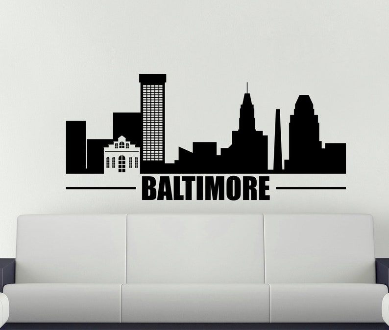 Baltimore Wall Decal, Skyline Vinyl Wall Decal. Maryland Home Decor ...