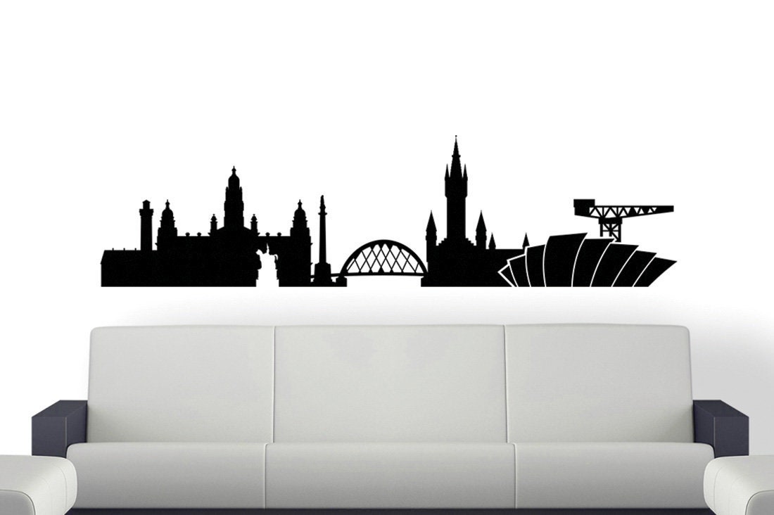 Glasgow Skyline Vinyl Decal Sticker Scotland Wall Art UK Europe City ...