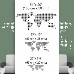 Modern World Map Decal Dots Raster, Map Art Office Wall Decal World Map ...