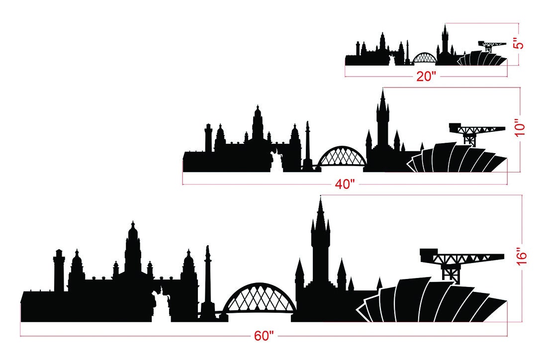 Glasgow Skyline Vinyl Decal Sticker Scotland Wall Art UK Europe City ...