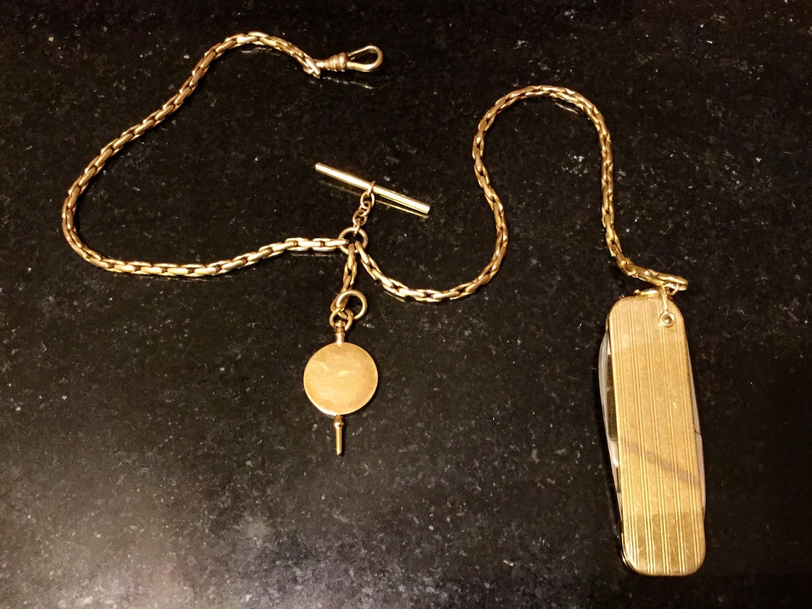 Antique 1/20 12kt Gold Filled Watch Fob With Pocket Knife - Etsy