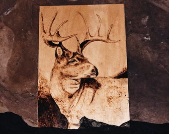 Deer wood burning | Etsy