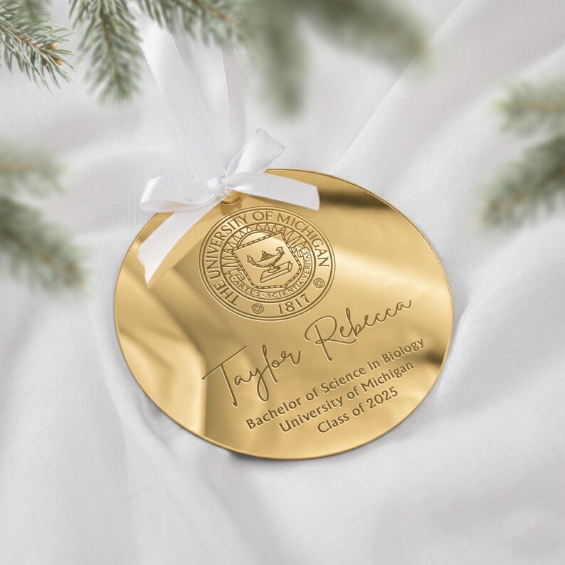 Custom College Logo Graduation Ornament - Engraved Grad Gift for ...