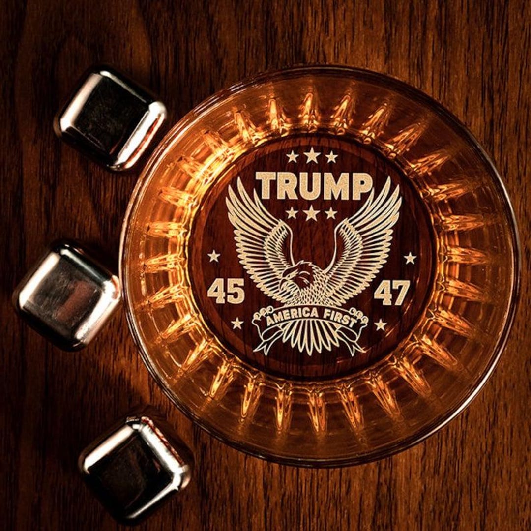 Engraved Trump 45 47 Whiskey Glass, Trump 2024 on Rock Glass, Bourbon ...
