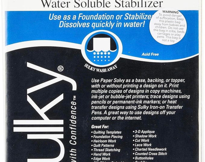Sulky Stabilizer | Water Soluble Stabilizer |paper Solvy - Etsy