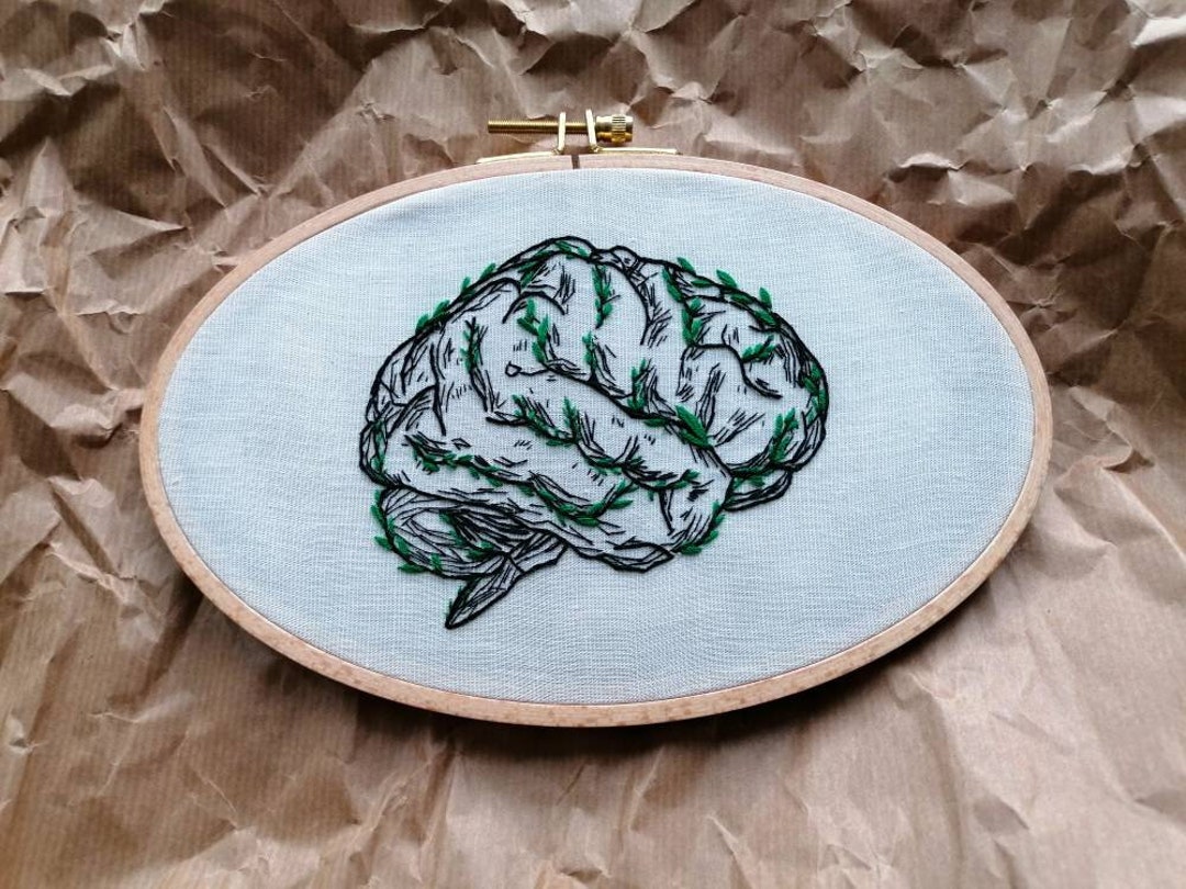 Brain Embroidery, Anatomy Embroidery, Hand Embroidery Art, Unique ...