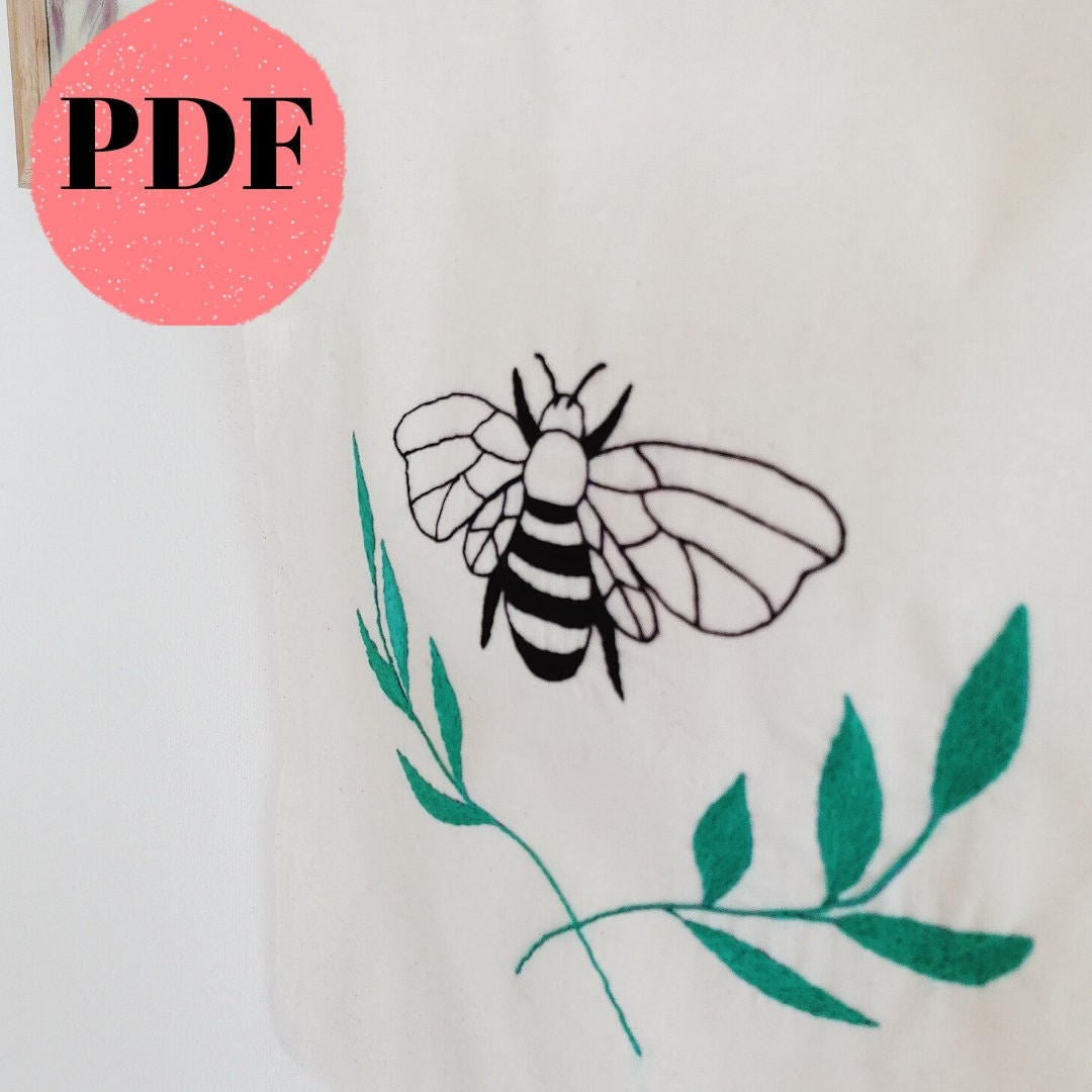 Bee Embroidery Pattern | Bee and Leaves Embroidery Pattern| PDF ...
