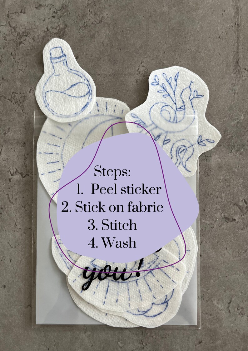 Water Soluble Stickers | Stick and Stitch Stickers | Hand Embroidery ...